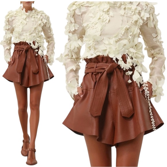 Zimmermann | Shorts | Zimmermann Leather Shorts New Label Size 3 Fit Us ...